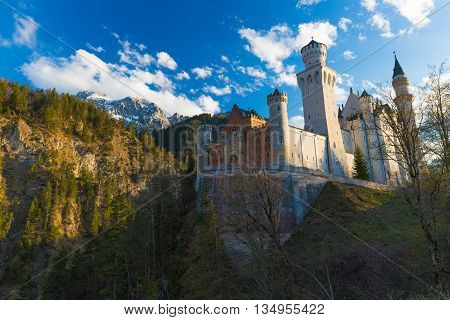 Neuschwanstein Castle During Early Spring With Blue Sky, Southern ...