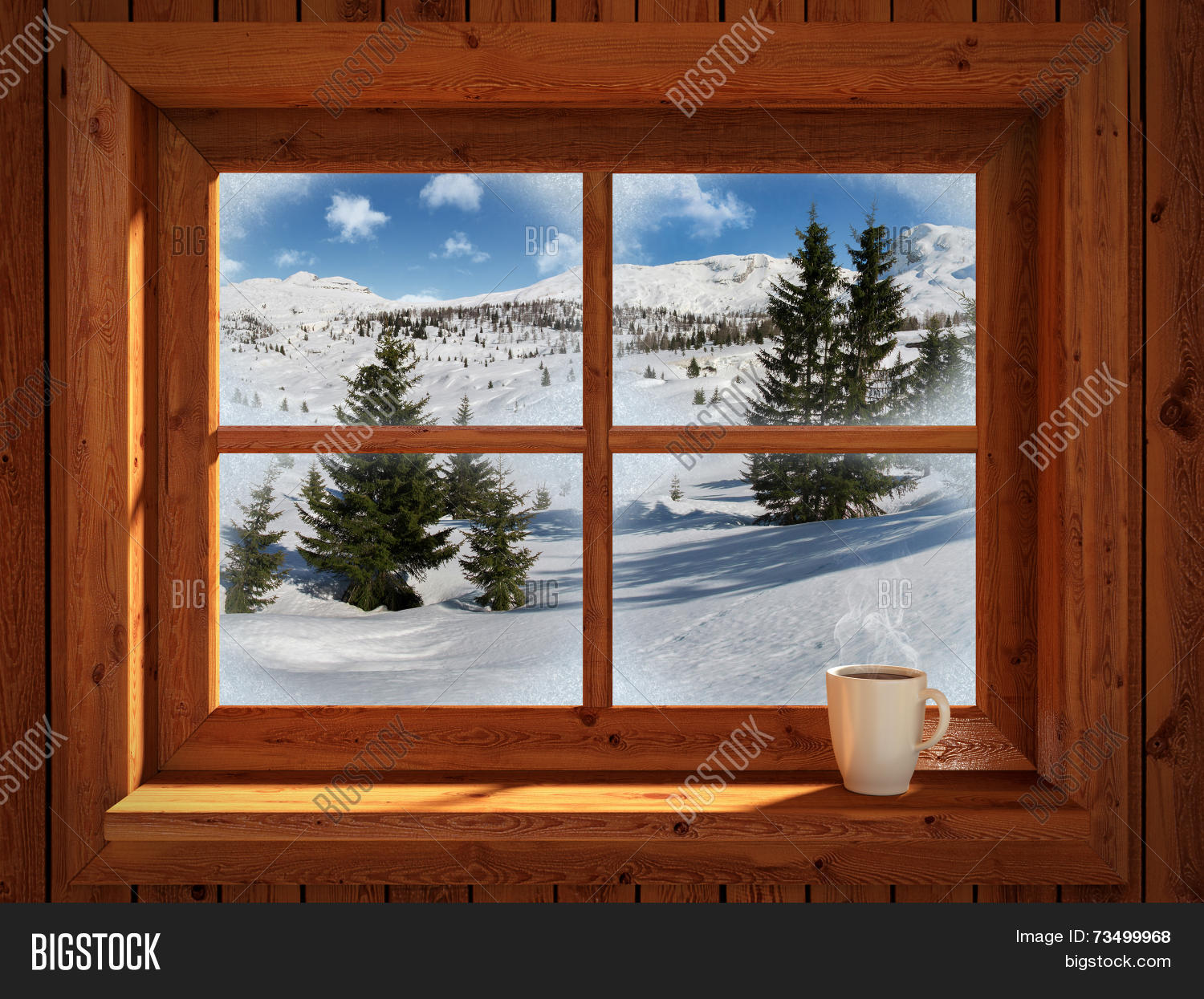 Winter landscape View Through Rustic Window Stock Photo & Stock Images ...