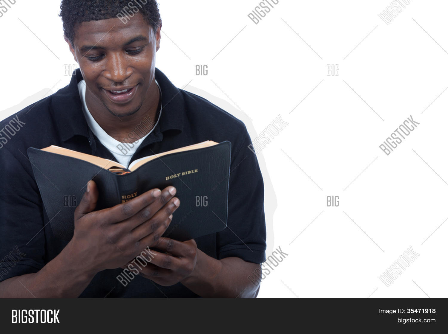Young Black Man Reading Holy Bible Image & Photo | Bigstock