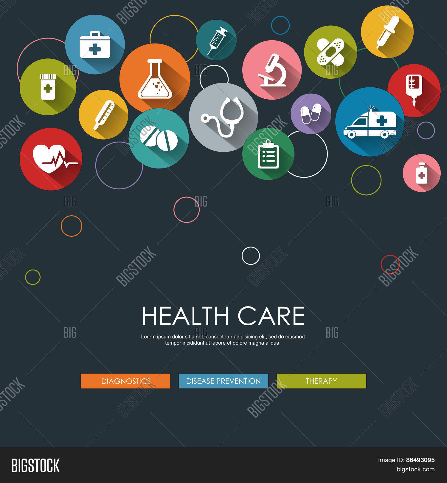 Health Care Backround With Flat Icons Stock Vector & Stock Photos ...