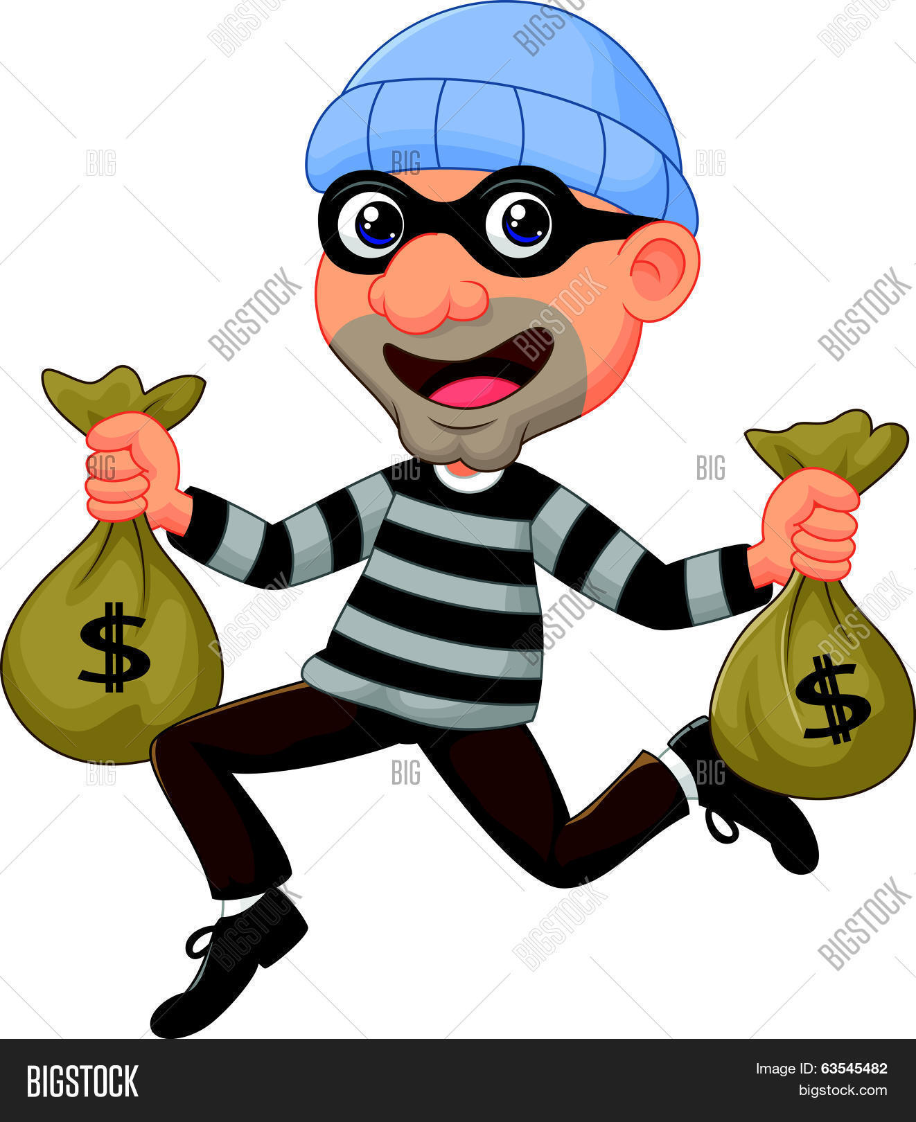 Thief Cartoon Carrying Bag Money Vector & Photo | Bigstock