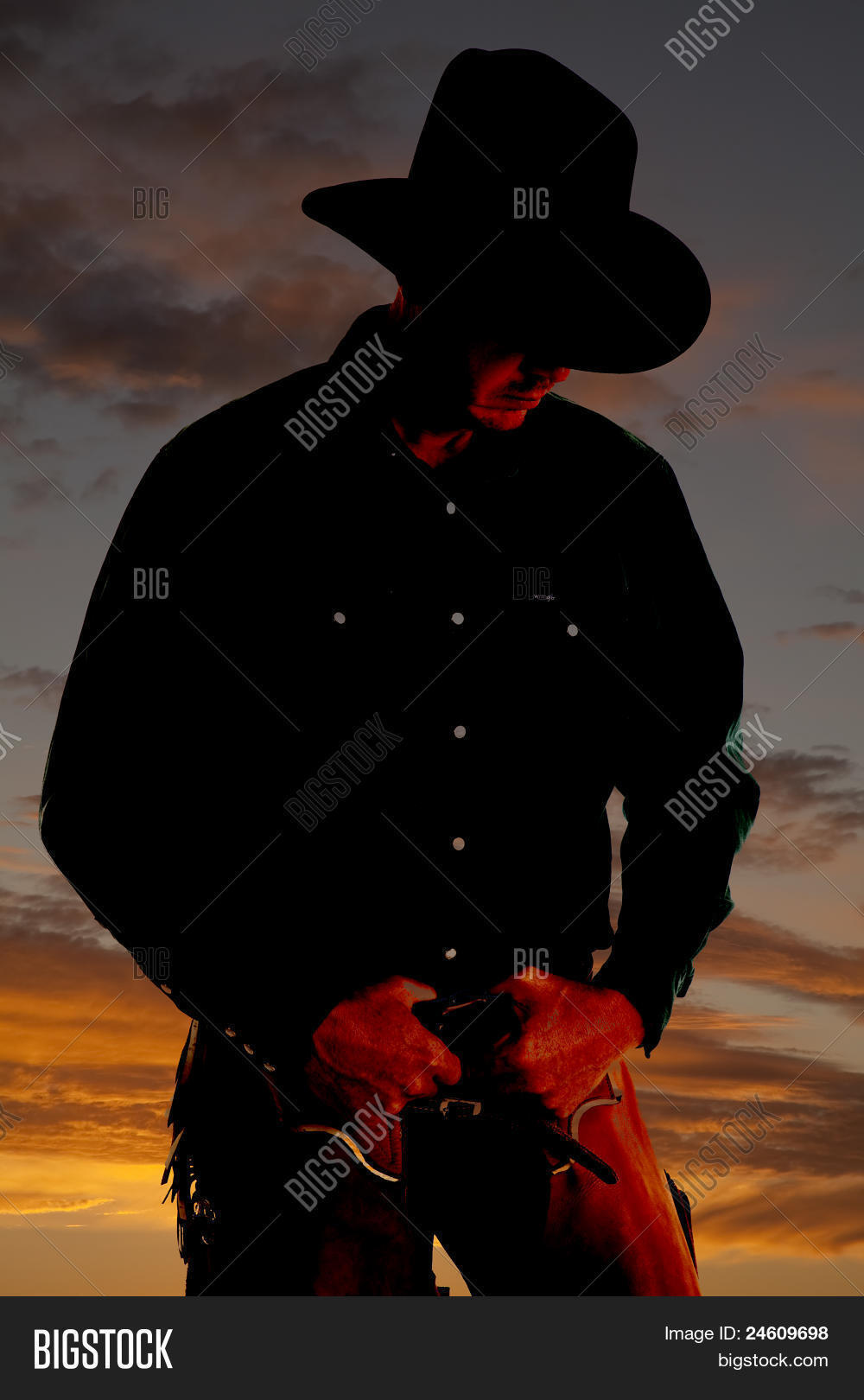 Cowboy Sunset Looking Down Image & Photo | Bigstock