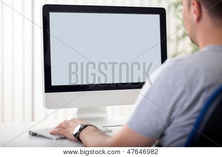 Man in front of computer screen Stock Photo & Stock Images | Bigstock