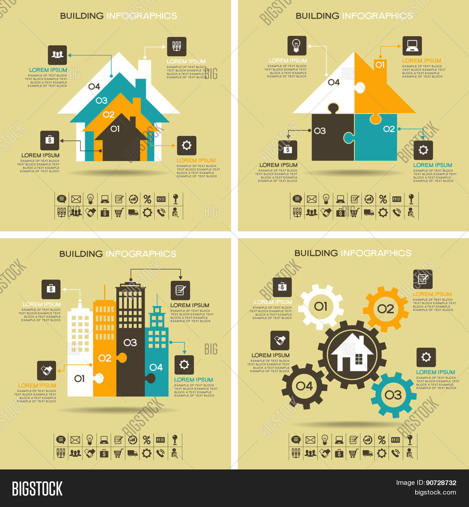 Architecture Infographics. Four Vector & Photo | Bigstock