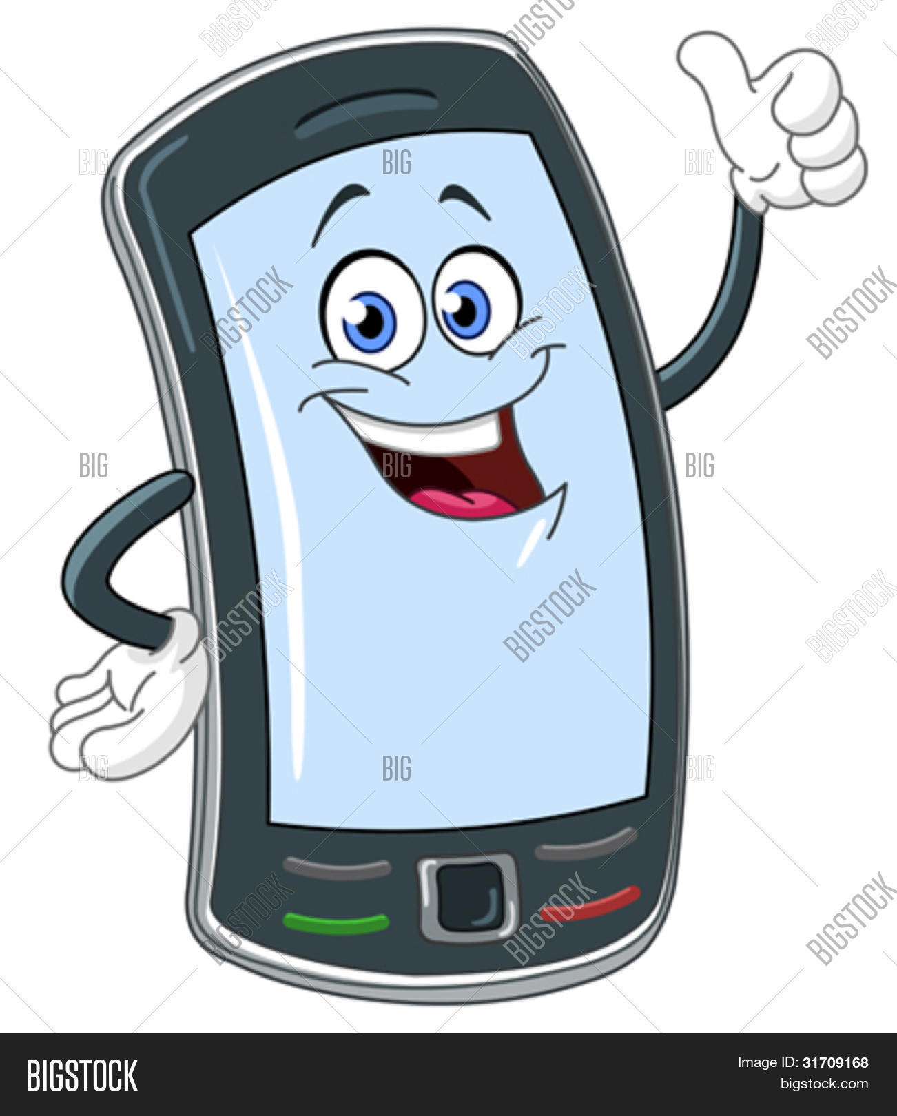 Smart Phone Cartoon Thumb Vector & Photo | Bigstock