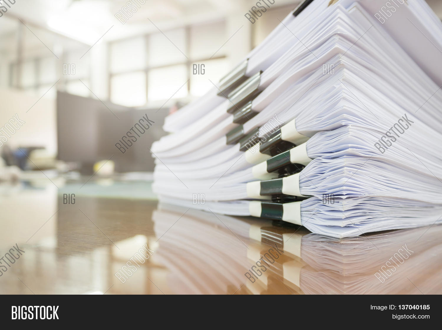 Pile Of Unfinished Documents On Office Desk, Stack Of Businesspaper ...