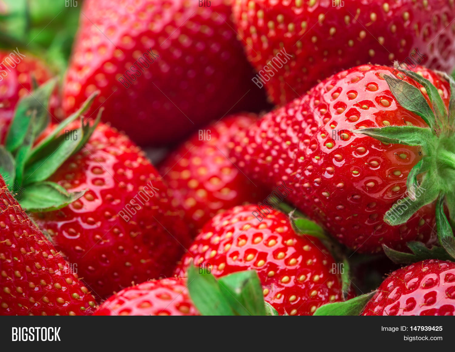 Red Strawberry, red close up strawberries with selective focus on a ...