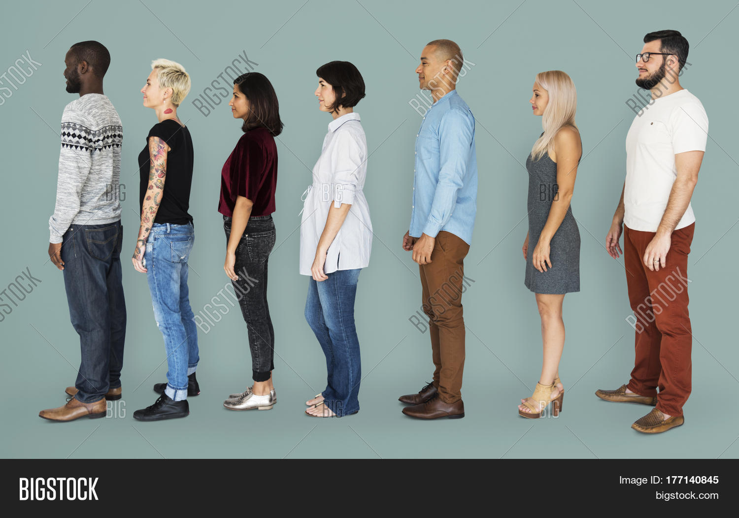 Group People Standing Line Together Image & Photo | Bigstock