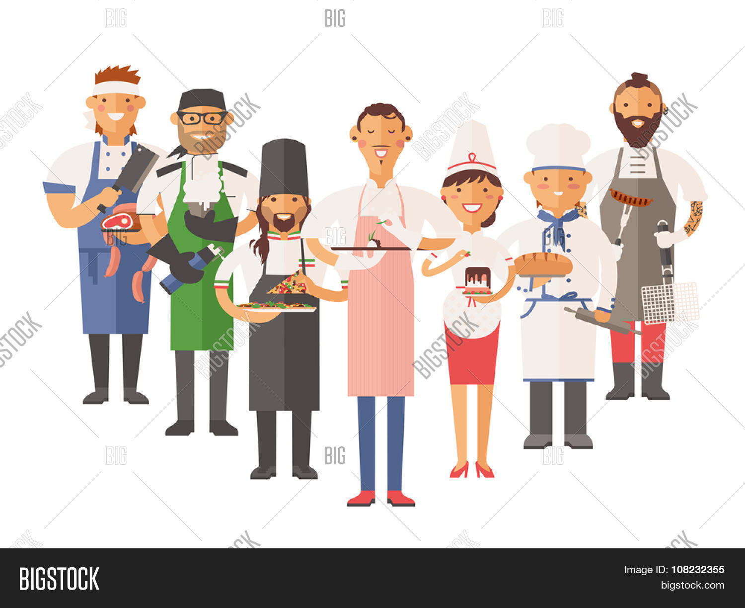 Vector cooking chefs vector illustration. Cartoon cook chefs icons ...