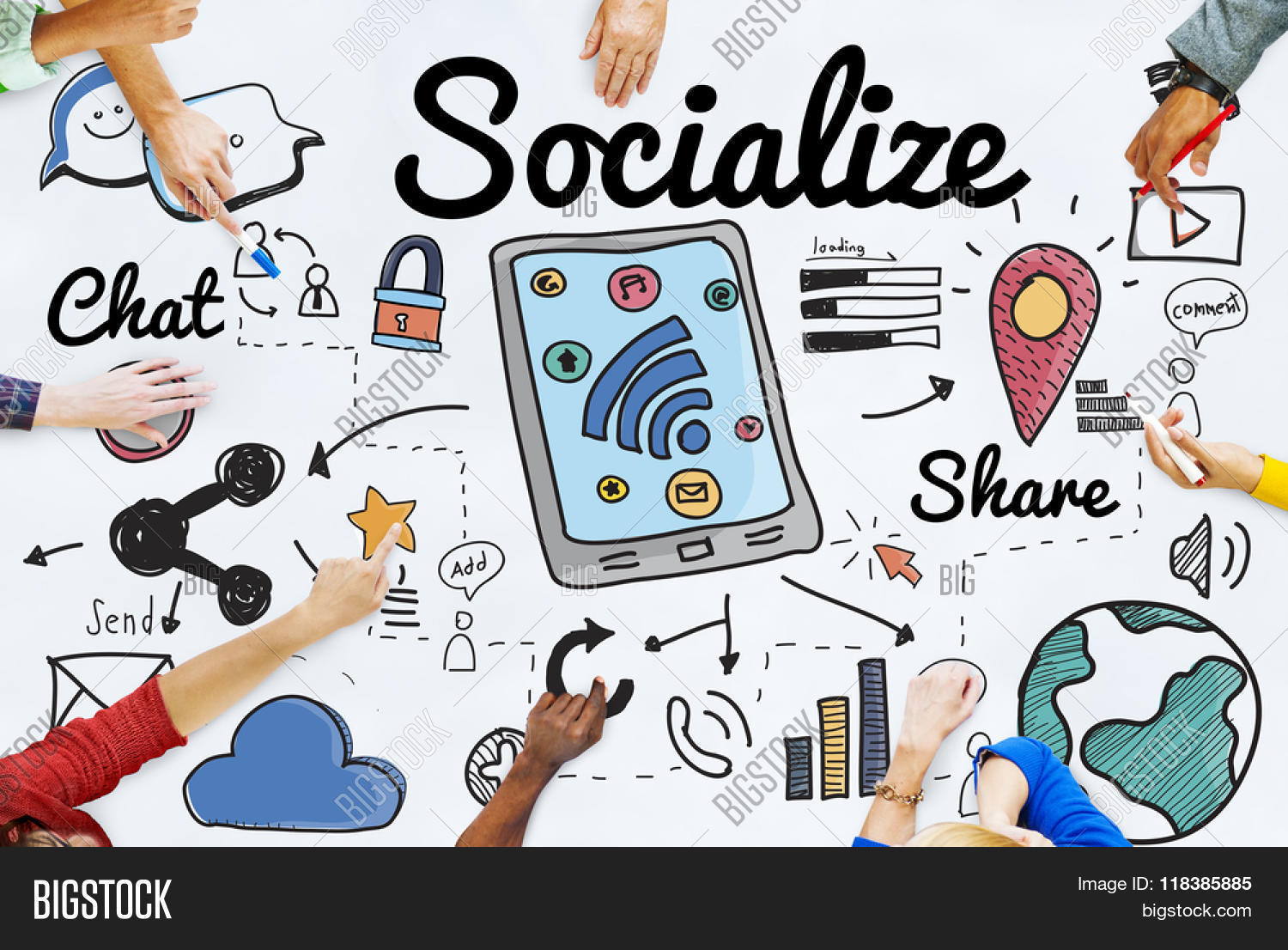Socialize Sharing Social Media Image & Photo | Bigstock