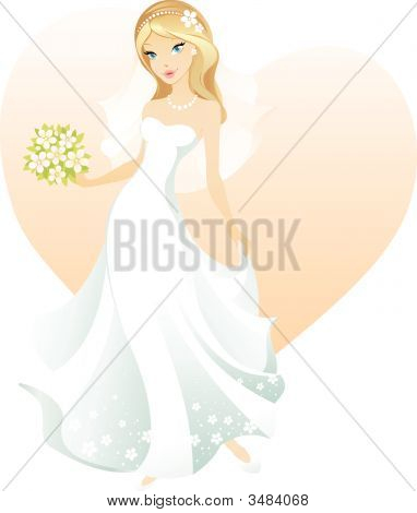 Vector Illustration Of Beautiful Young Cartoon Bride Stock Vector ...