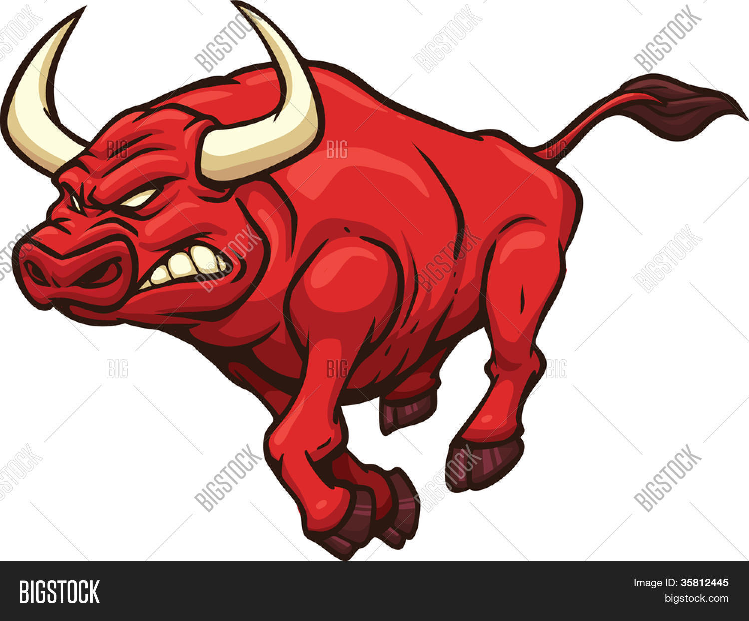 Red bull mascot. Vector illustration with simple gradients. All in a ...
