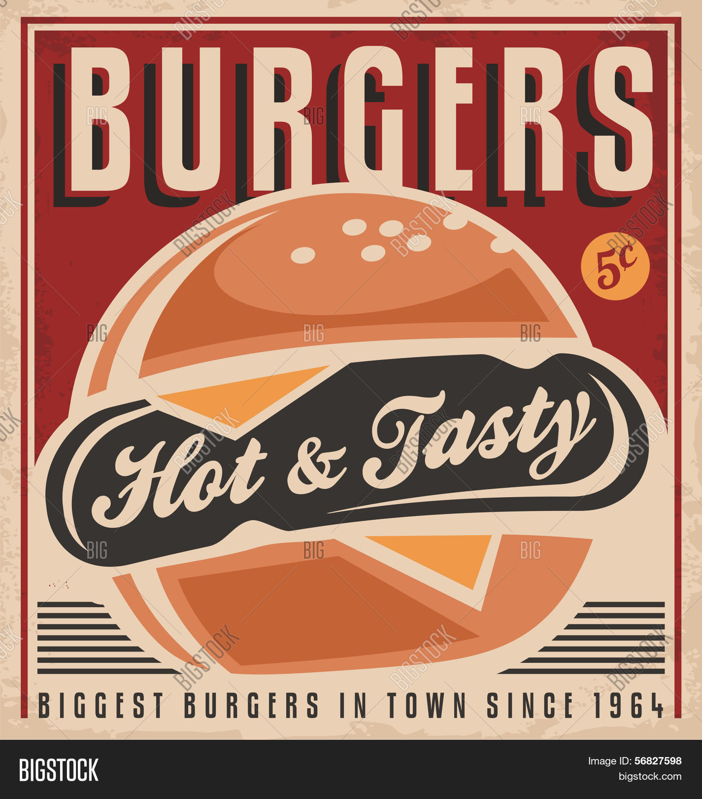 Retro Burger Vector Sign Design Vector & Photo | Bigstock
