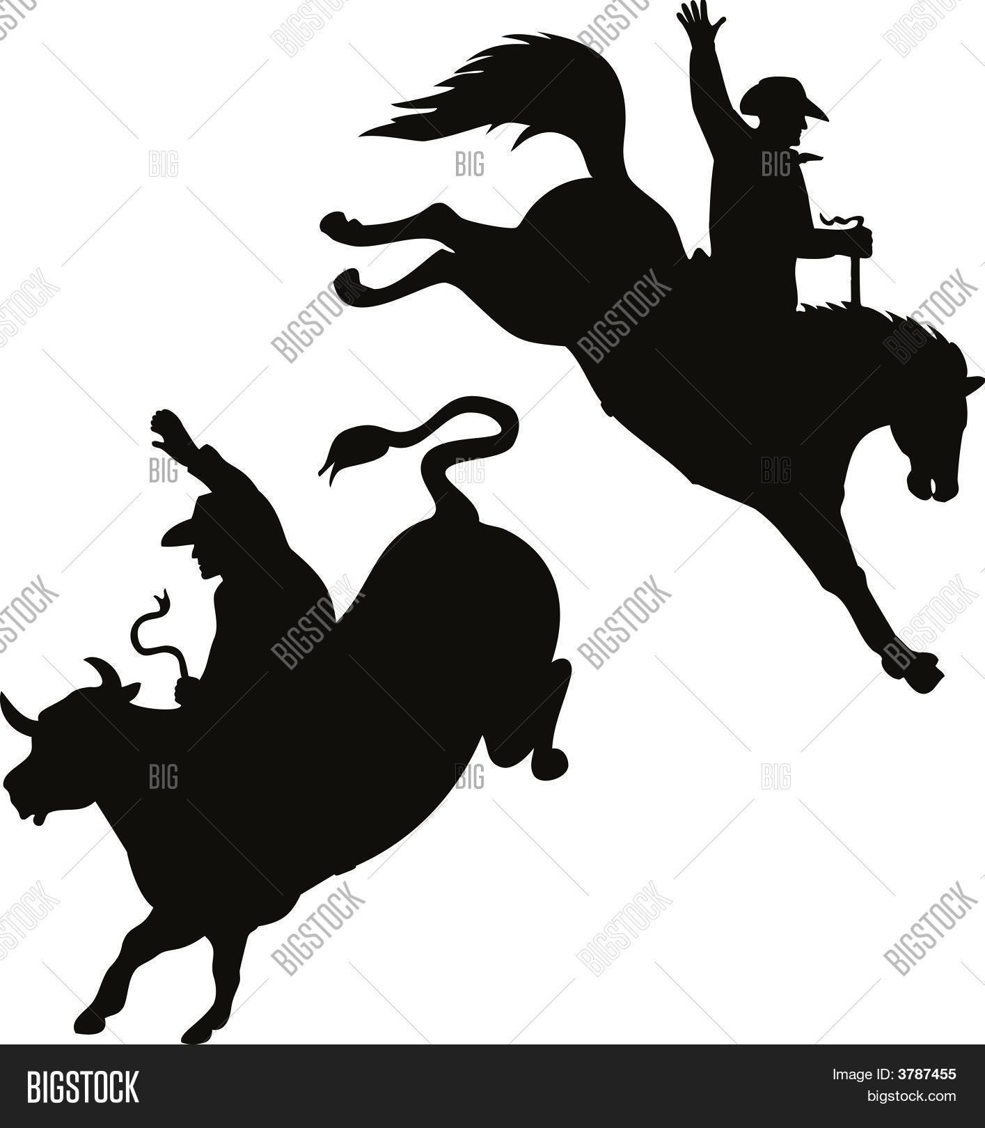 Rodeo Cowboy Silhouettes Stock Vector & Stock Photos | Bigstock