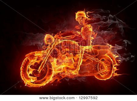 Fire Skeleton Riding Motorcycle Image & Photo | Bigstock