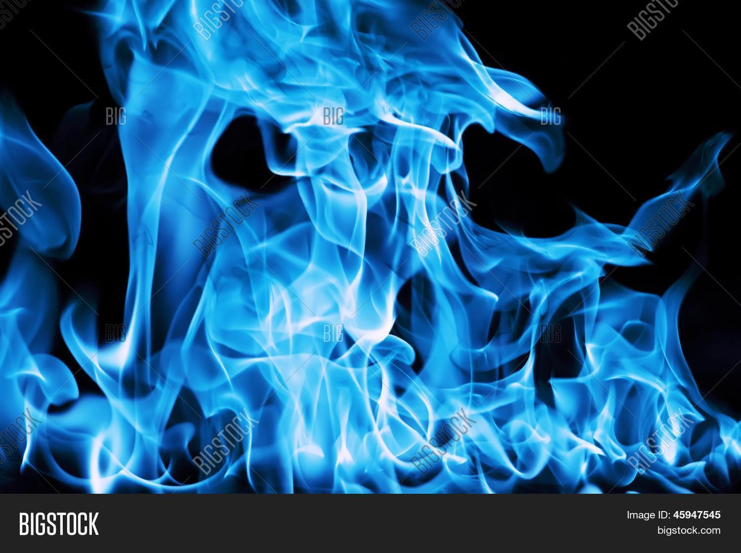 Blue Fire On A Black Background Stock Photo & Stock Images | Bigstock