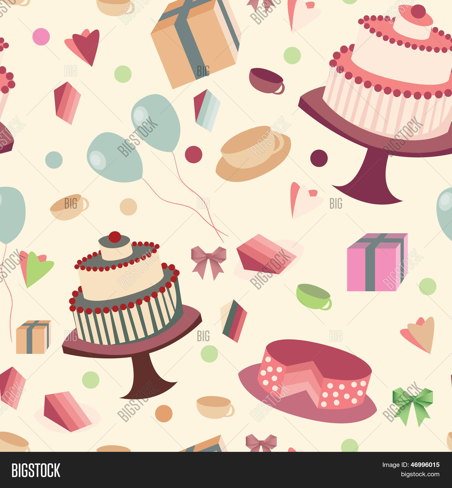 Plano de fundo sem emenda festivo com doces e chá Bancos de Vetores ...